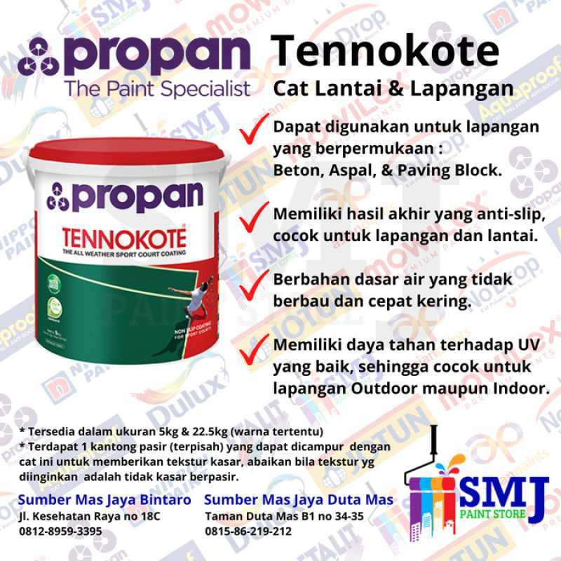 Promo Cat Lapangan Basket Tennis Propan Tennokote Warna Hijau Green 5kg ...