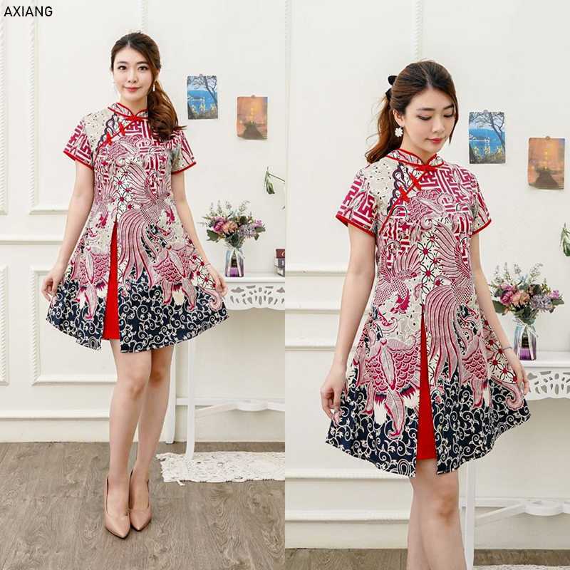 Jual Evercloth Axiang Cheongsam Batik Couple Qipao Dress Batik Modern ...