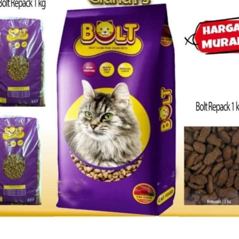 Jual Bolt Tuna Kibble ikan Makanan Kucing 1 kg Cat Food Repack di ...