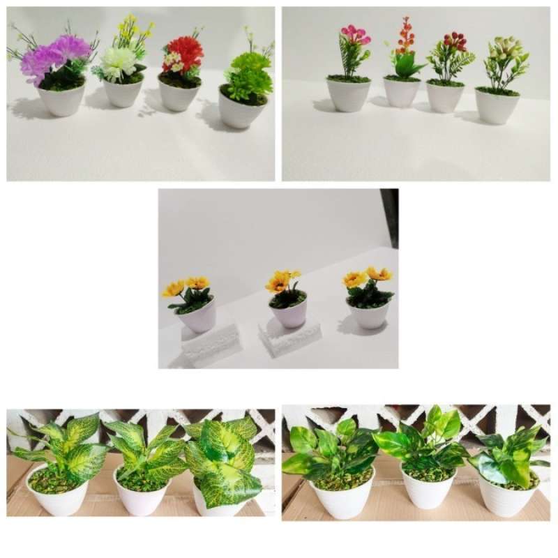 Jual Bunga Campur Pot Uk.10cm Hias Meja Atau Dinding Di Seller Monero ...