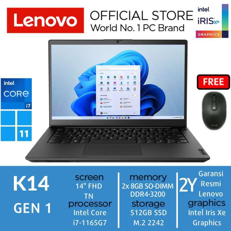 Promo Lenovo K14 Gen 1 2DID Core i7 1165G7/16GB/512GB SSD/14FHD/W11/Black Diskon 4% di Seller ...