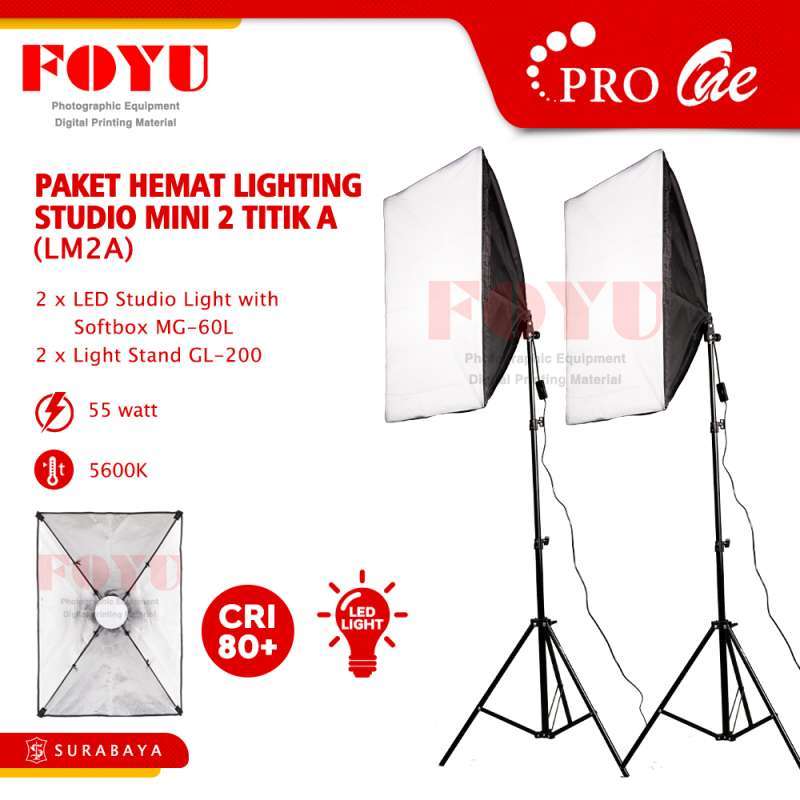 Jual Paket LED Studio Light Lighting Mini 2 Lampu LM2A Softbox ...