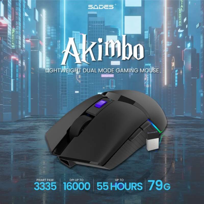 Jual Mouse Gaming RGB Sades Akimbo Dual Mode Lightweight di Seller ...