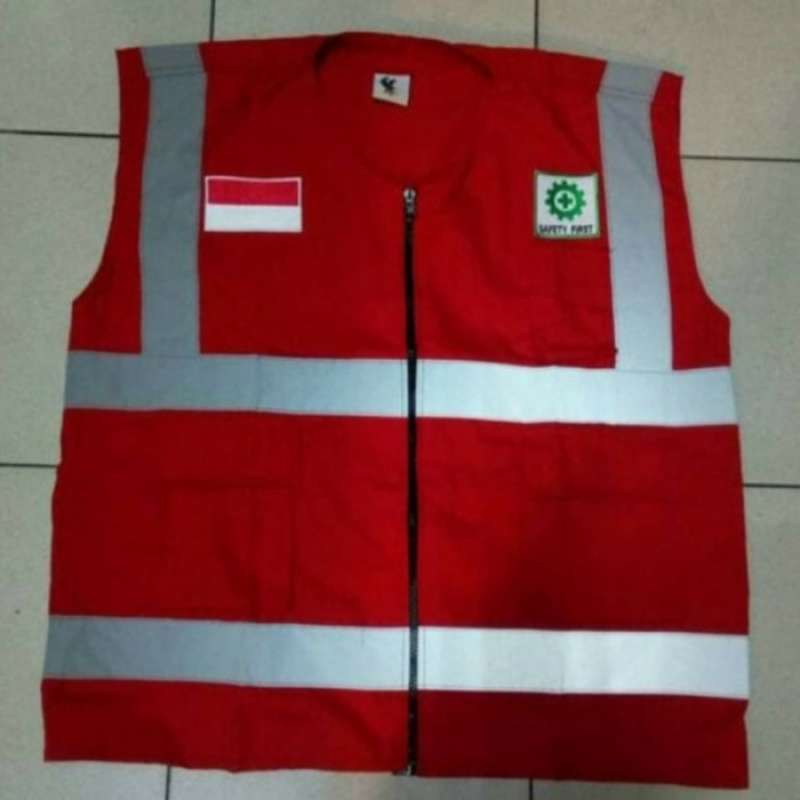 Jual Rompi Safety/Rompi Safety Merah Plus Logo/Rompi Safety Proyek di ...