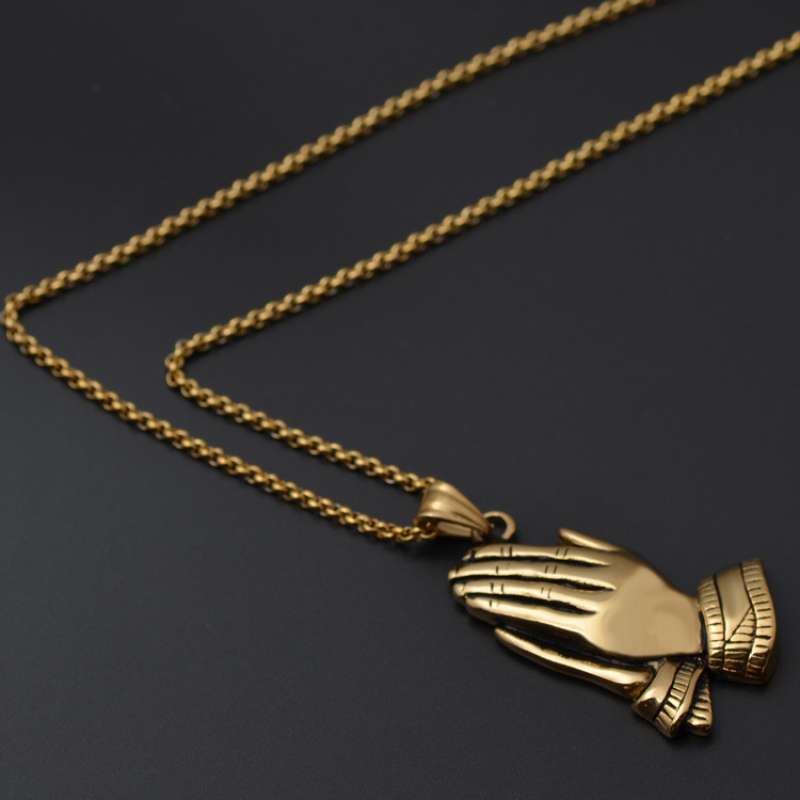 Jual Kalung Salib Pria Titanium Liontin Tangan Berdoa Premium New Model ...