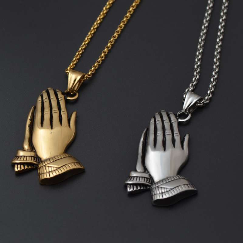 Jual Kalung Salib Pria Titanium Liontin Tangan Berdoa Premium New Model ...