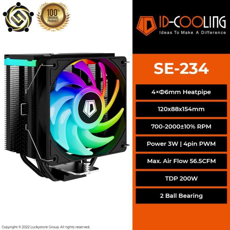 Jual ID-COOLING IDCOOLING SE-234 ARGB Single Fan CPU Cooler (Intel/AMD ...