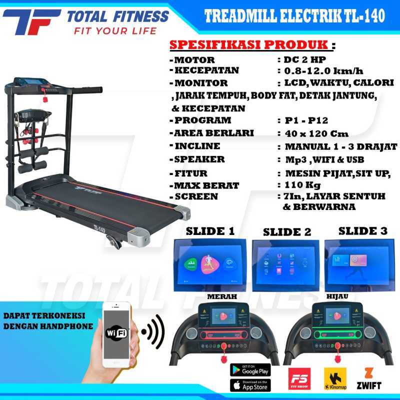 Promo Treadmill Tl-140 Total Fitness + Massage, Bluetooth, Wifi - Hijau ...