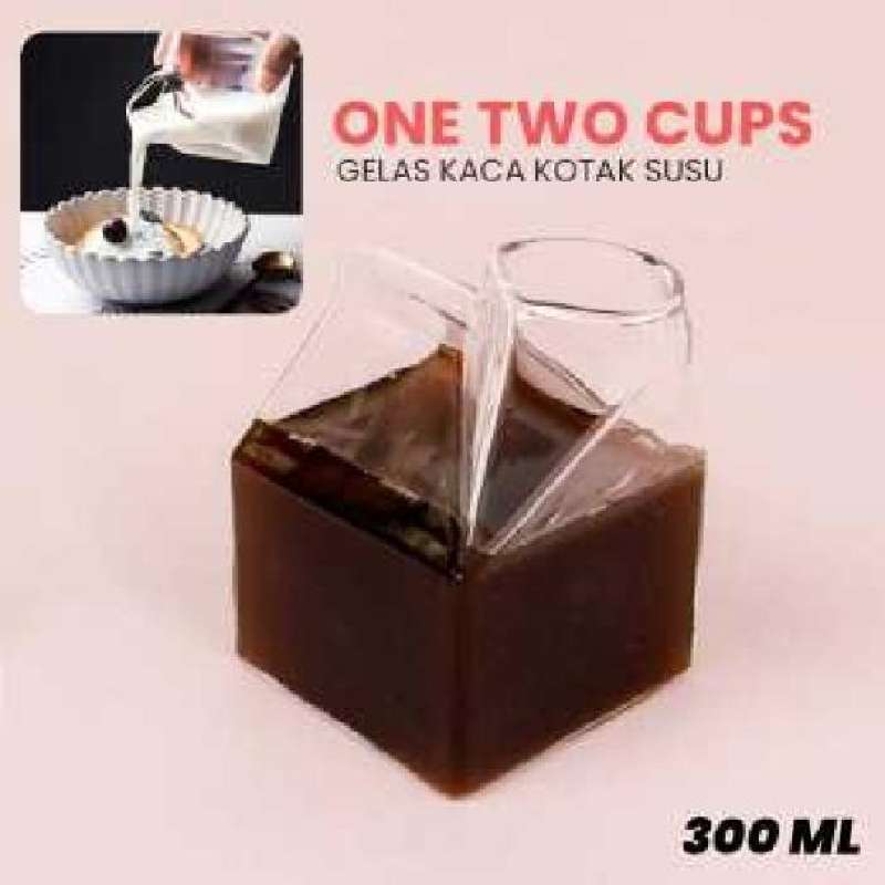 Jual Two Cups Gelas Kaca Susu Borosilicate Glass Design Milk Box 300ml - SG di Seller Yogot ...