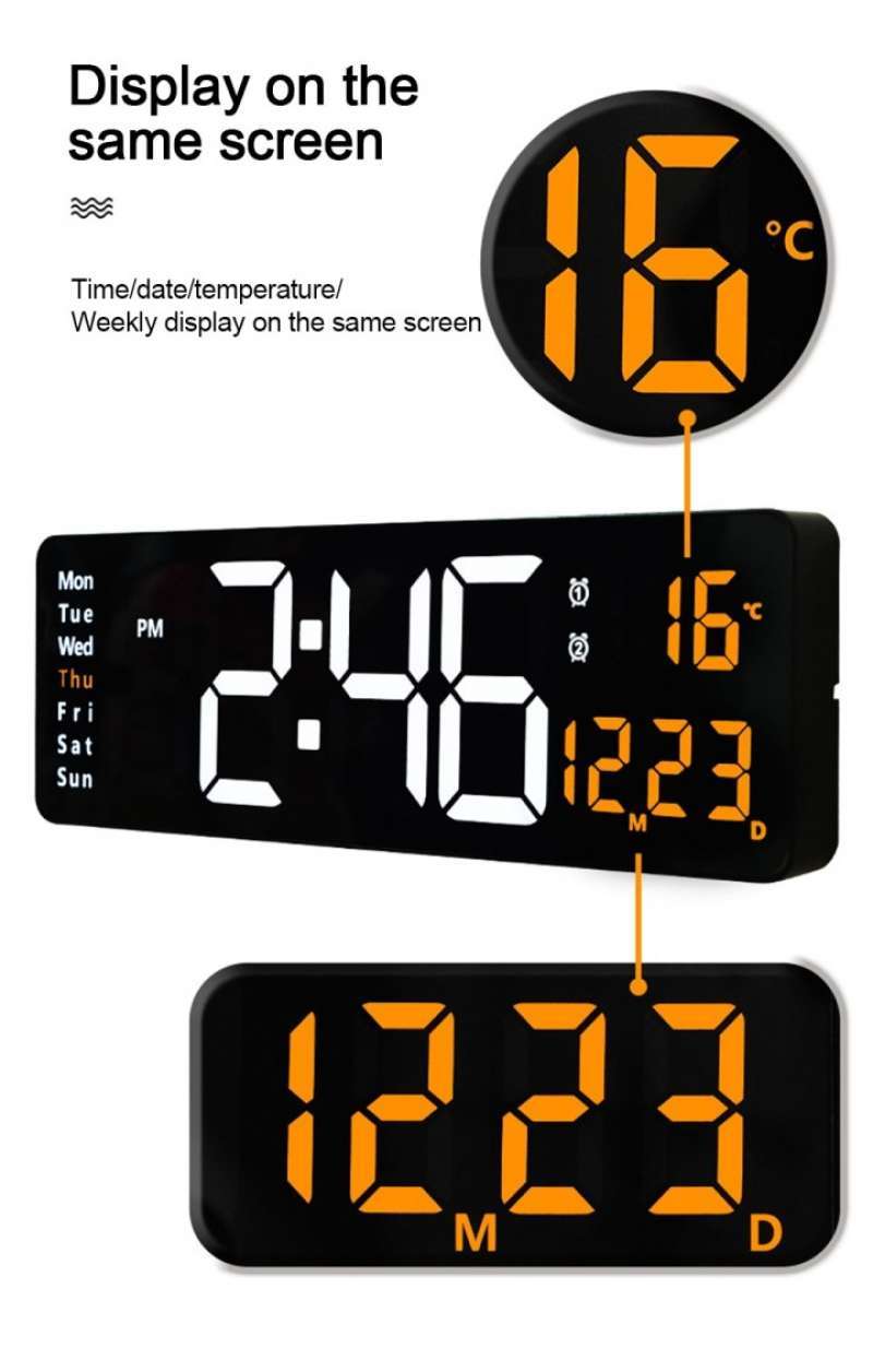 Promo Rockware Ds6626 Wall Clock Mounted Digital Led - Jam Dinding ...