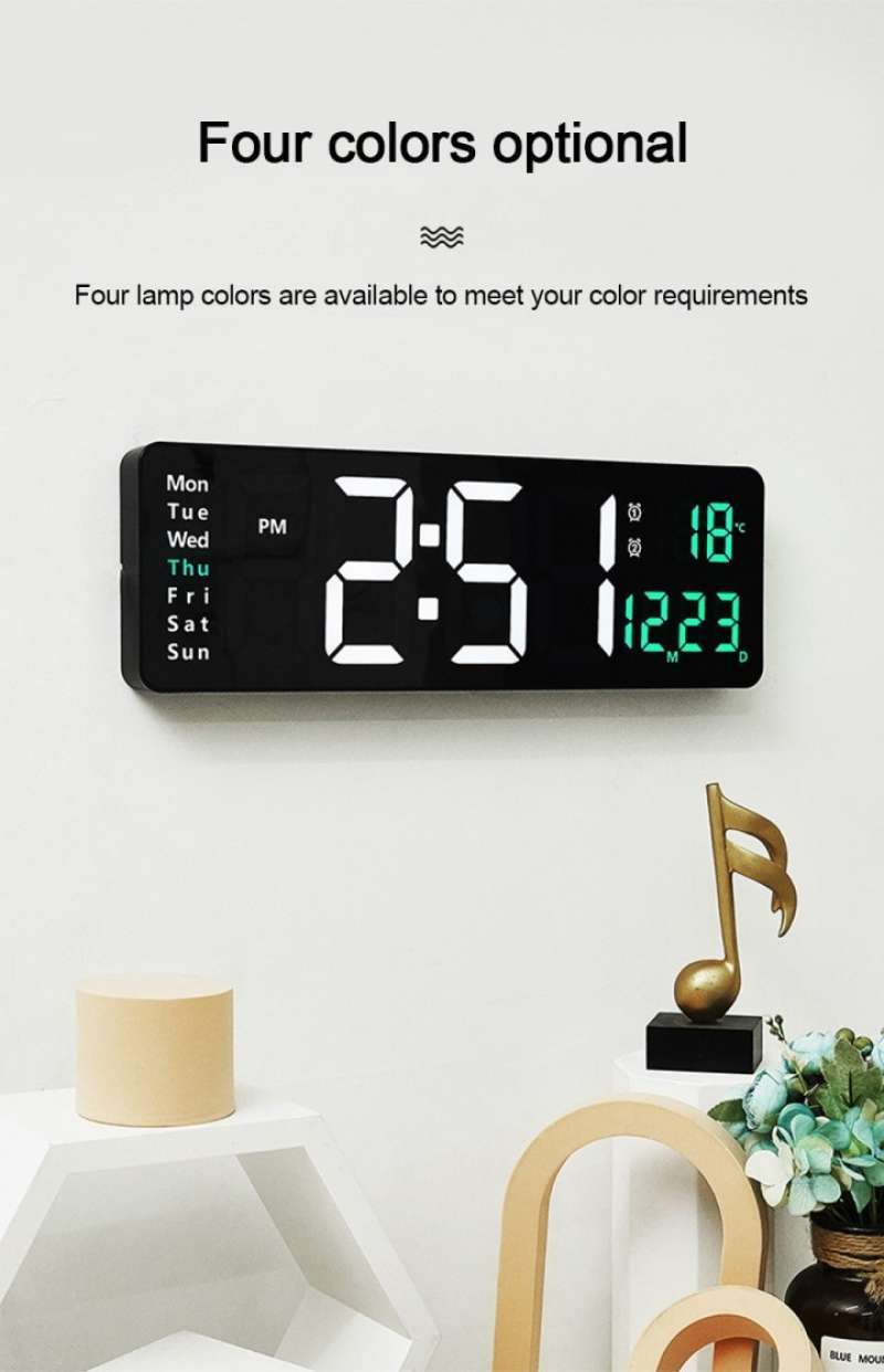 Promo Rockware Ds6626 Wall Clock Mounted Digital Led - Jam Dinding ...