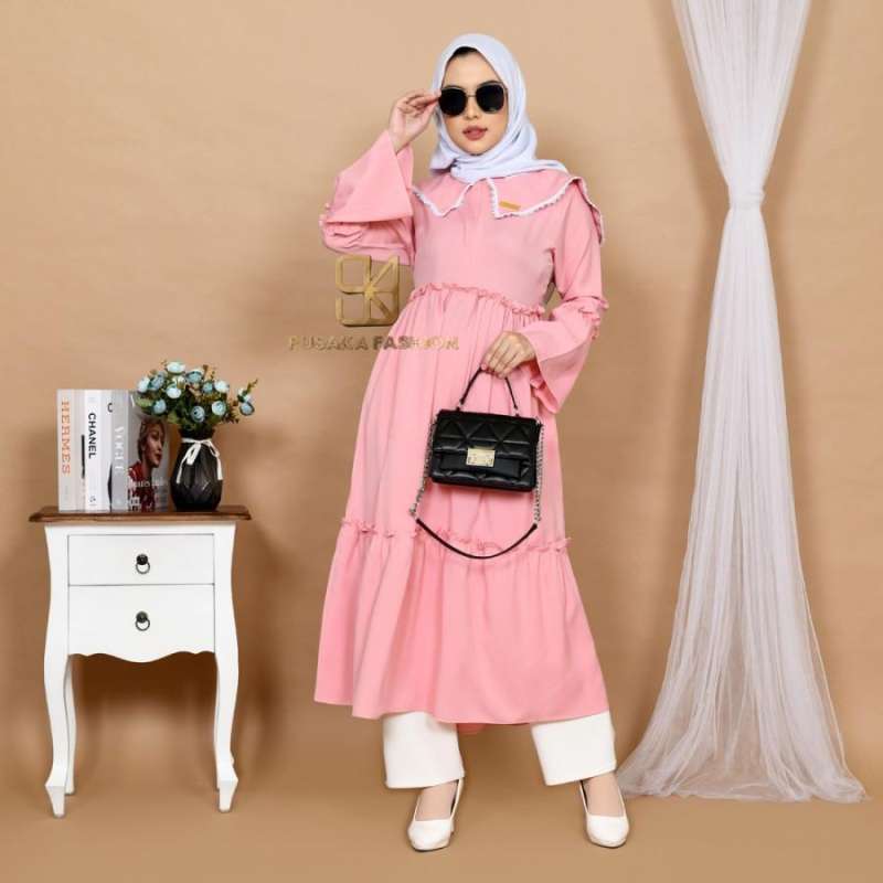 Jual MIDI DRESS vintage WANITA gamis putih muslim model susun kekinian ...