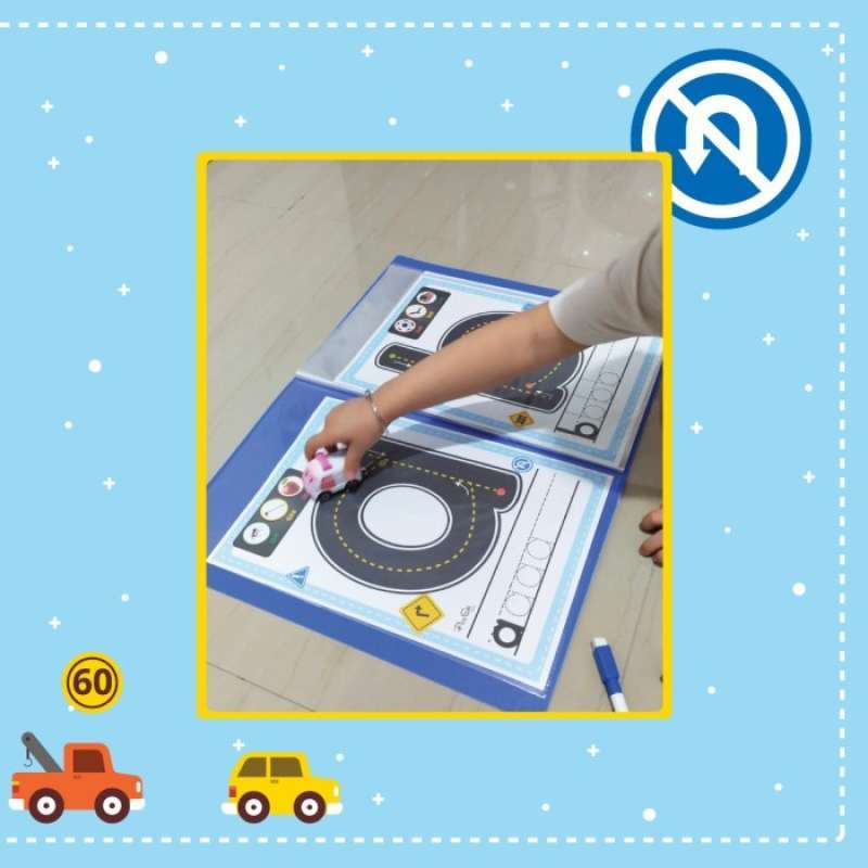 Jual PHONICS ALPHABET ROAD TRACING, WORKSHEET WIPEABLE MENULIS HURUF ...