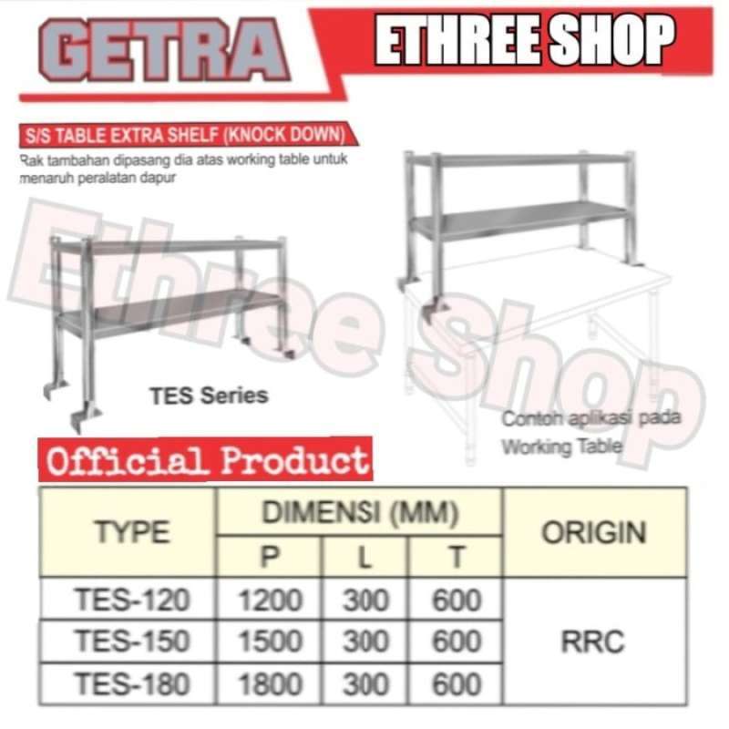 Jual GETRA TES 150 - TABLE EXTRA SHELD - RAK TAMBAHAN WK 150 ...