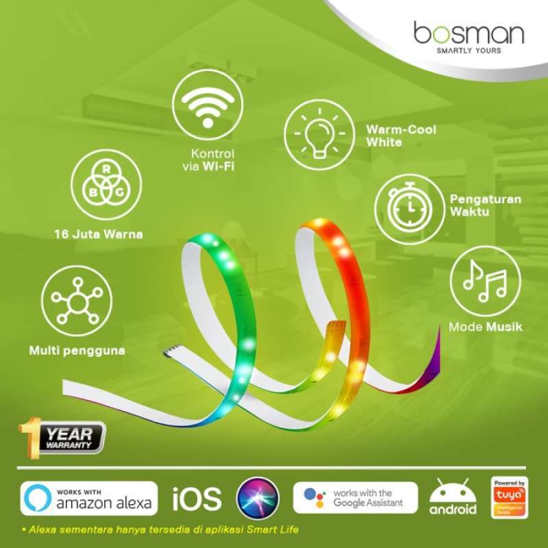 Promo Bosman Smart Led Strip 2m/roll - Led Light Wifi Control Iot Smart ...