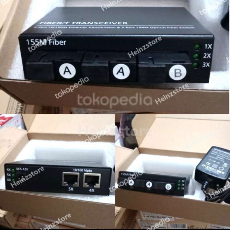 Jual Media Converter Ethernet Fiber Switch 3 FO 2 LAN 10/100 mbps di Seller NEW VISION - Pondok ...