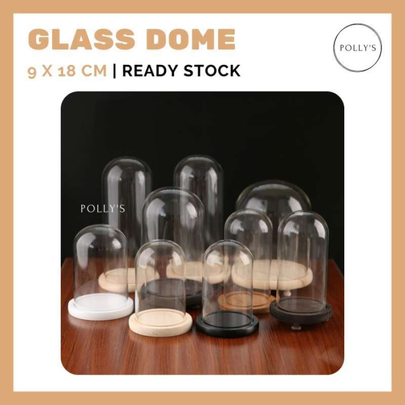 Promo Glass Dome Alas Kayu Kubah Kaca Kosong Glass Container Display ...
