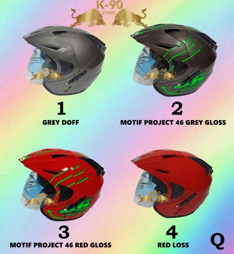 Promo HELM PROJECT DOUBLE VISOR DUA KACA HALF FACE SNI Diskon 22% di ...