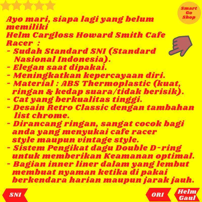 Jual Helm Cargloss Carglos Howard Smith Cafe Racer Full Face Retro ...