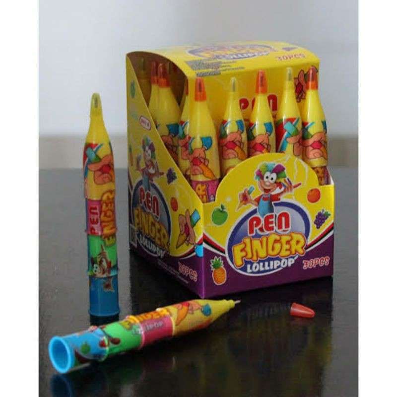 Jual Permen lolipop jari pulpen Pen Finger Lollipop permen unik permen ...