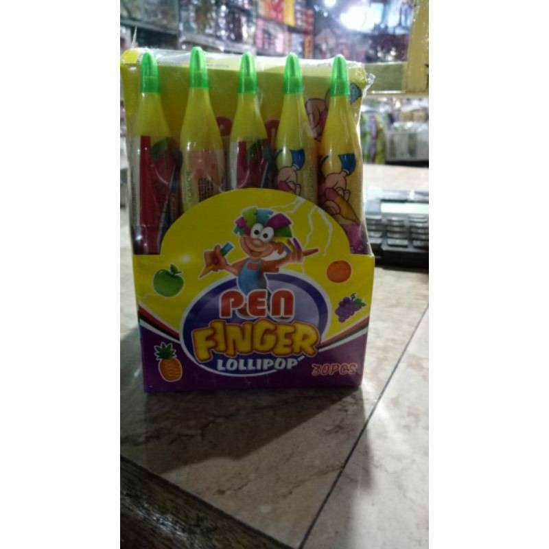 Jual Permen lolipop jari pulpen Pen Finger Lollipop permen unik permen ...