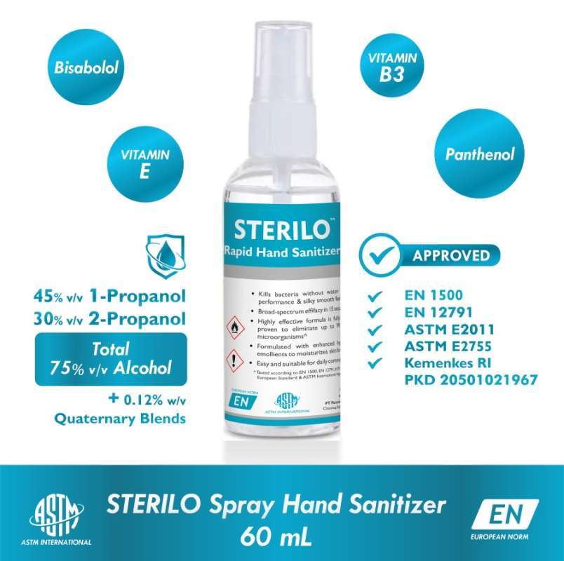 Jual 1 Box Isi 24 pcs Sterilo Rapid Spray Antiseptic Hand Sanitizer 60 ...