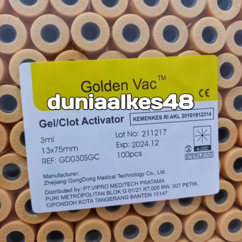 Jual Tabung Gel/clot Activator 3ml,4ml,5ml Pet - Tabung Prp Sst Golden ...