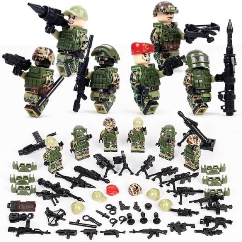 Promo Lego Swat 6 Alpa Army Minifigure Police Soldier Plus Weapon ...