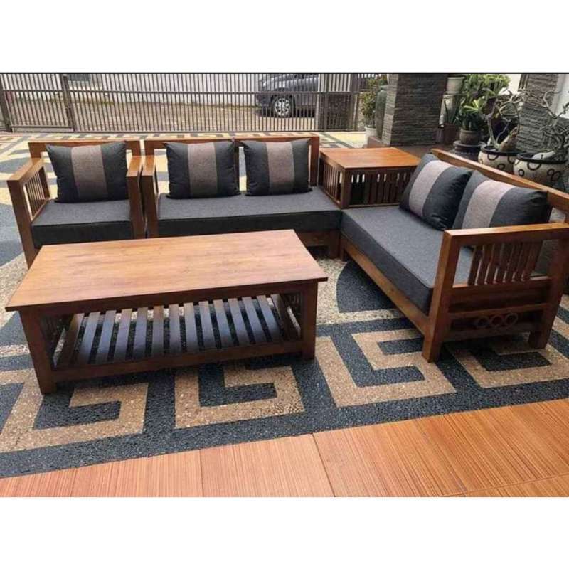 Jual Kursi Tamu Kayu Jati Minimalis Modern Lengkap Bantal duduk di ...