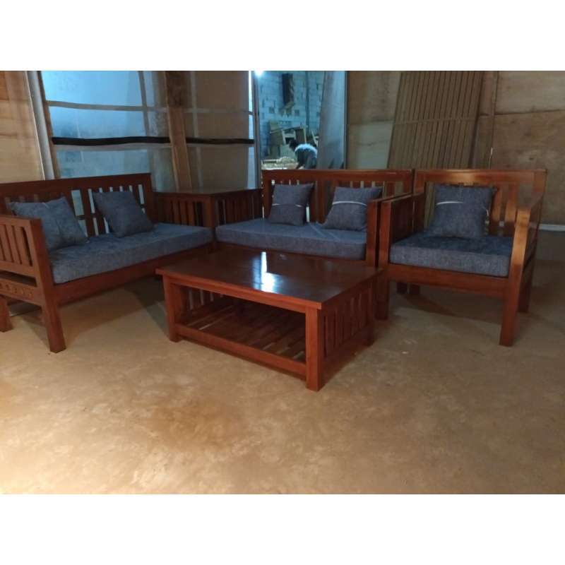 Jual Kursi Tamu Kayu Jati Minimalis Modern Lengkap Bantal duduk di ...