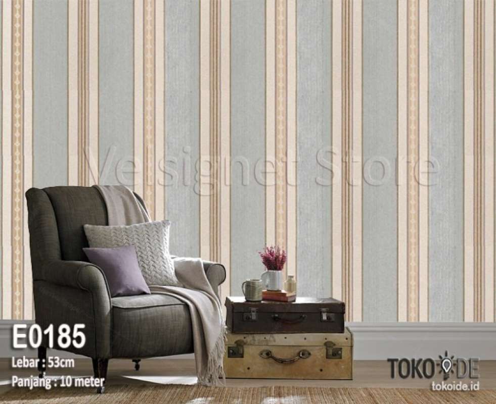Promo E0185 RONA | Wallpaper Stripes Tebal Tekstur Emboss (BUKAN ...