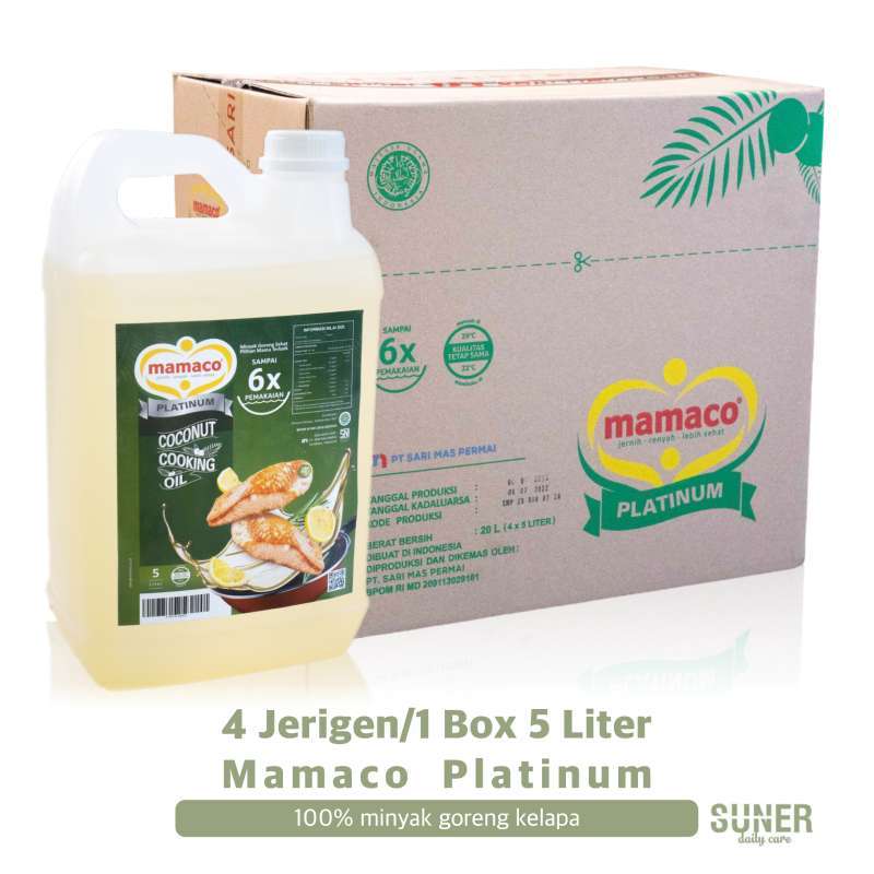 Jual 4 Jerigen / 1 Box (20 Liter) Minyak Goreng Kelapa Mamaco Platinum di Seller Suner Daily ...
