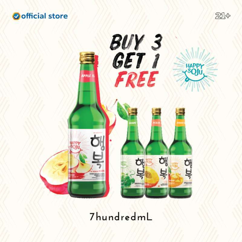 Jual Happy Soju - PROMO Buy 3 Get 1 Free Bottle + 1 Free Shooter Glass ...