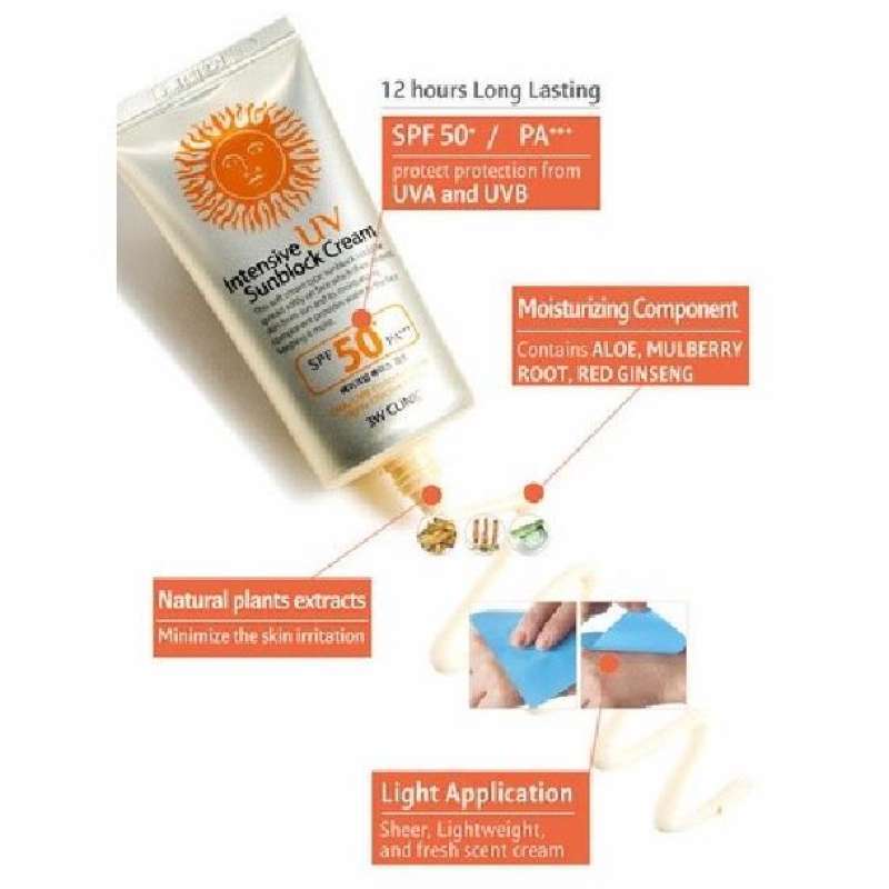 Jual 3w Clinic Intensive Uv Sun Block Cream Spf50+ Pa+++ 70ml Di Seller Sun N Moon - Wujil, Kab ...