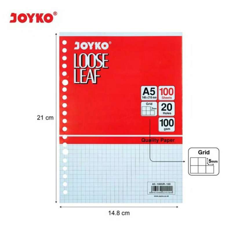 Jual Loose Leaf Isi Kertas File Binder Joyko A5-100gr 100 Lembar Grid ...