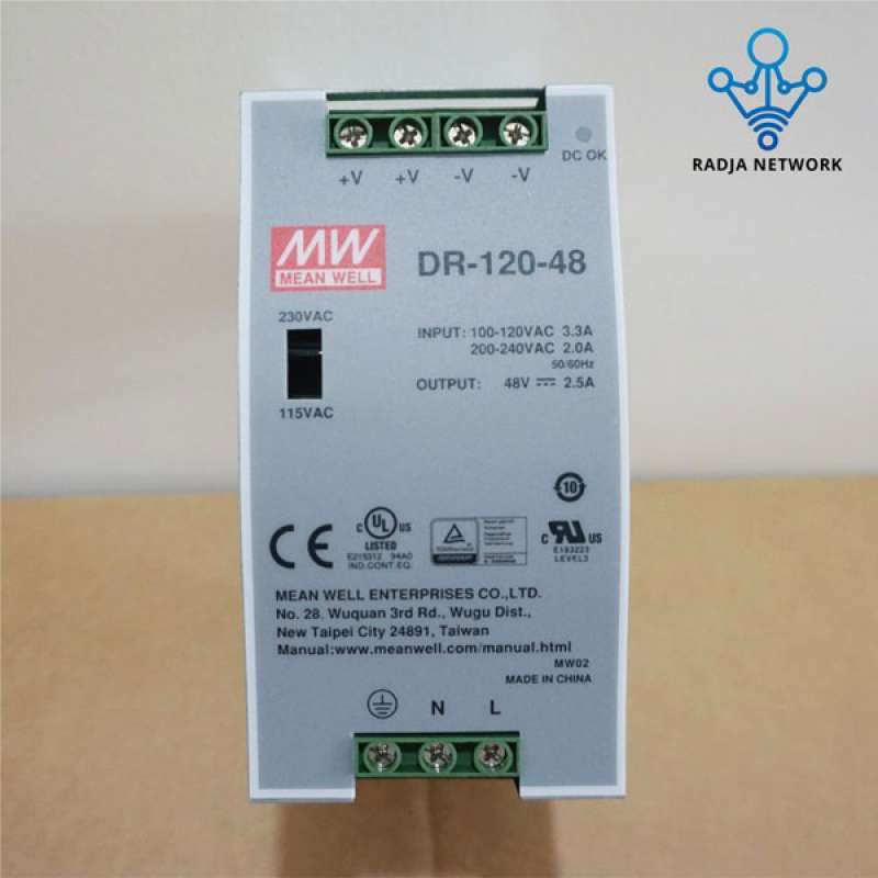 Jual Mean well AC-DC Industrial DIN rail power supply style DR-120-48 ...