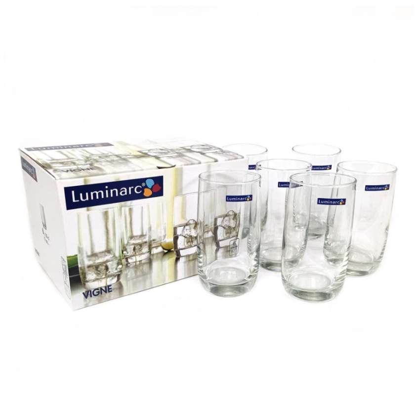 Jual Luminarc Vigne Tumbler Glass 33 Cl | Gelas Minum Tinggi [330 Ml/ 6 ...