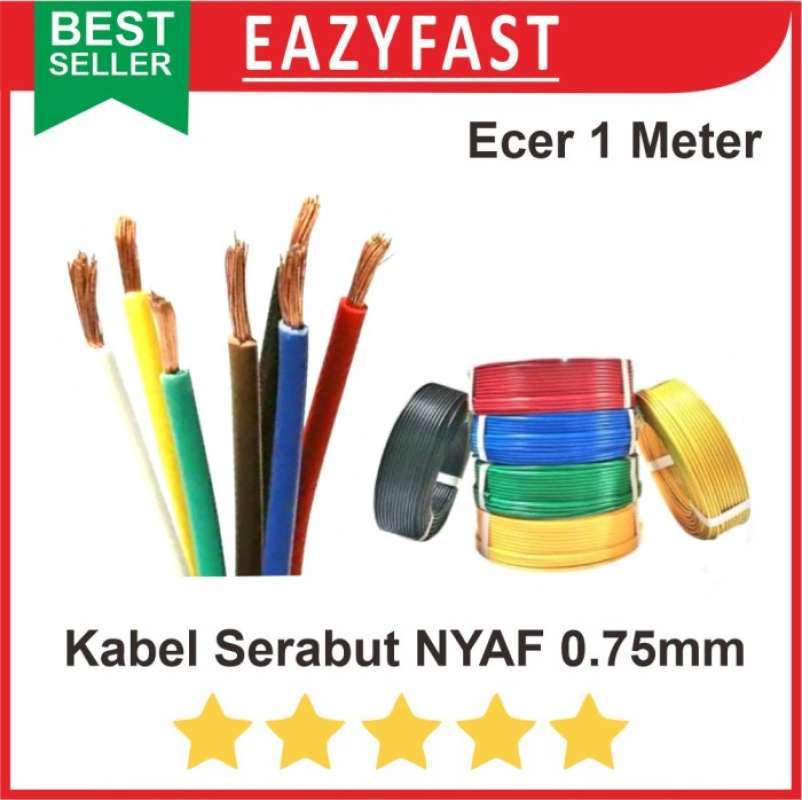 Jual Kabel Serabut NYAF 1x0.75 0.75 mm 0.75mm Warna Tunggal Single Serat di Seller Eazyfast ...