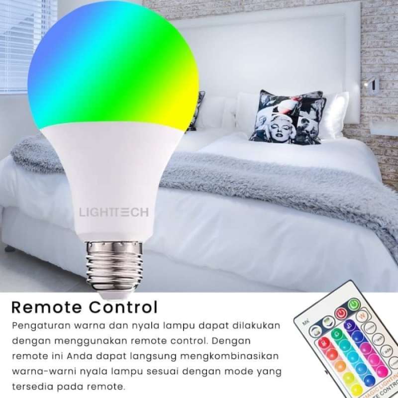 Jual Lighttech Smart Light Bulb Rgb 15w With Remote Control Di Seller ...