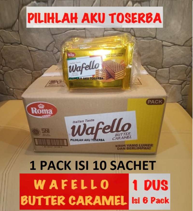 Jual Roma Wafello Butter Caramel 48 gr - ( 1 KARDUS ISI 6 PACK ) di ...