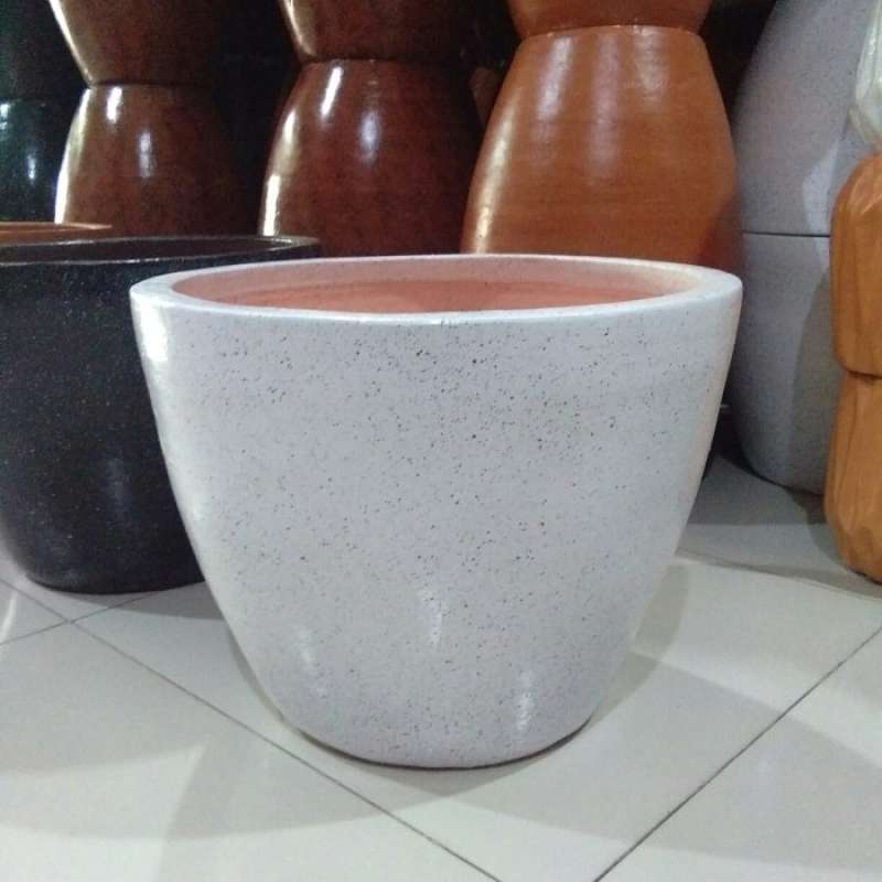 Promo Pot Gerabah Besar Diameter 45cm (putih Bintik) Diskon 29% Di ...