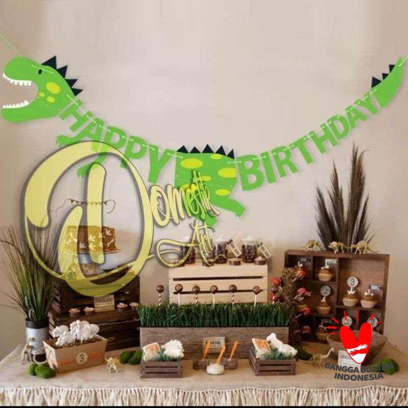 Jual Banner Ulang Tahun Happy Birthday Dinosaurus Besar / Bunting Flag ...