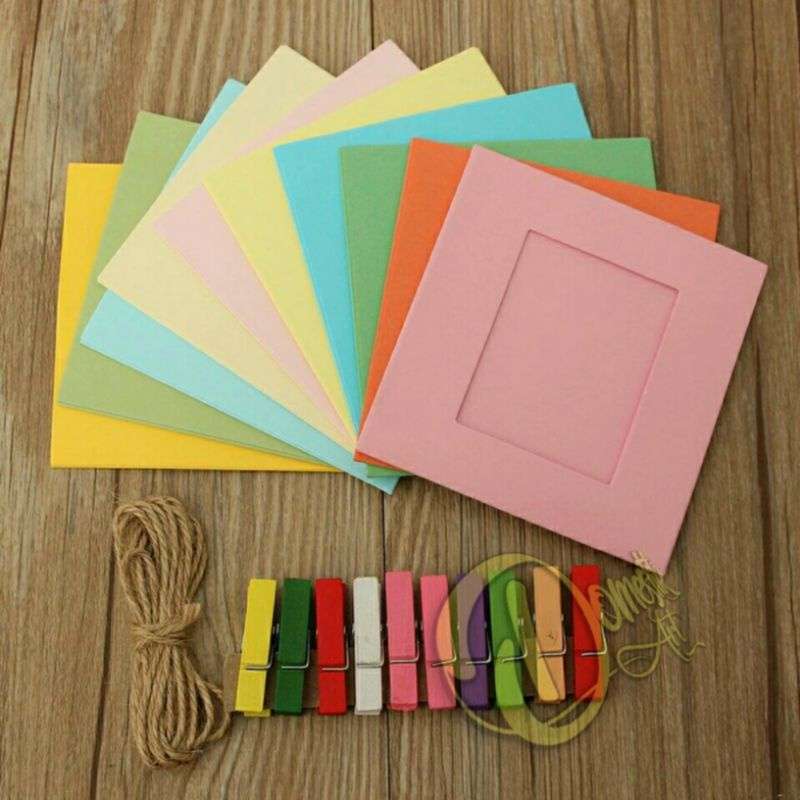 Promo Frame foto gantung warna warni 2R / frame photo kertas / hanging ...