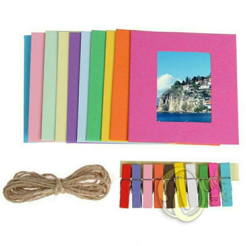 Promo Frame foto gantung warna warni 2R / frame photo kertas / hanging ...