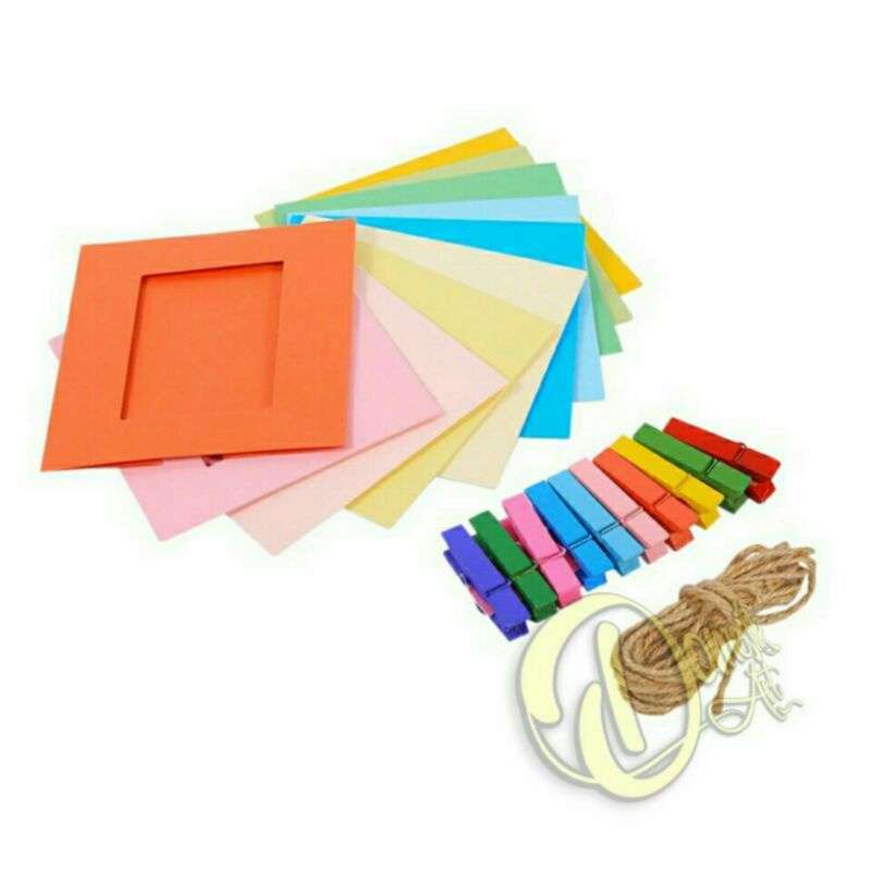 Promo Frame foto gantung warna warni 2R / frame photo kertas / hanging ...