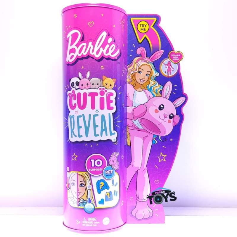 Promo Barbie Doll Cutie Reveal Bunny Plush Costume Doll with 10 ...
