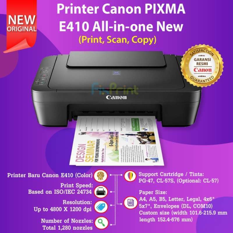 Promo Printer Canon E410 E-410 Pixma Print Scan Copy Cartridge PG47 ...