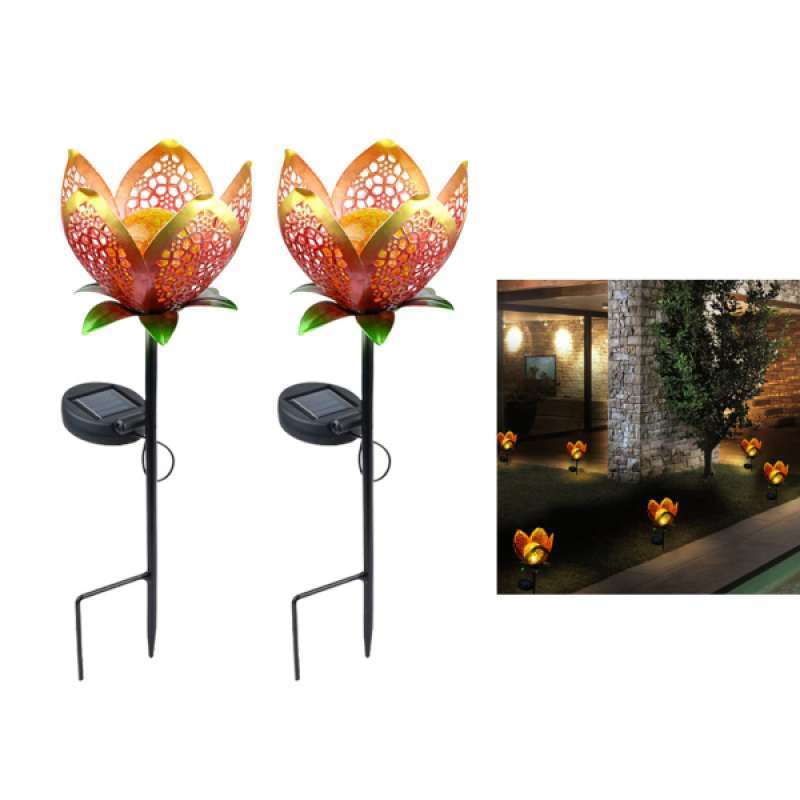 Jual Outdoor Flower Solar Lights, Metal Glass Solar Powered Lights ...
