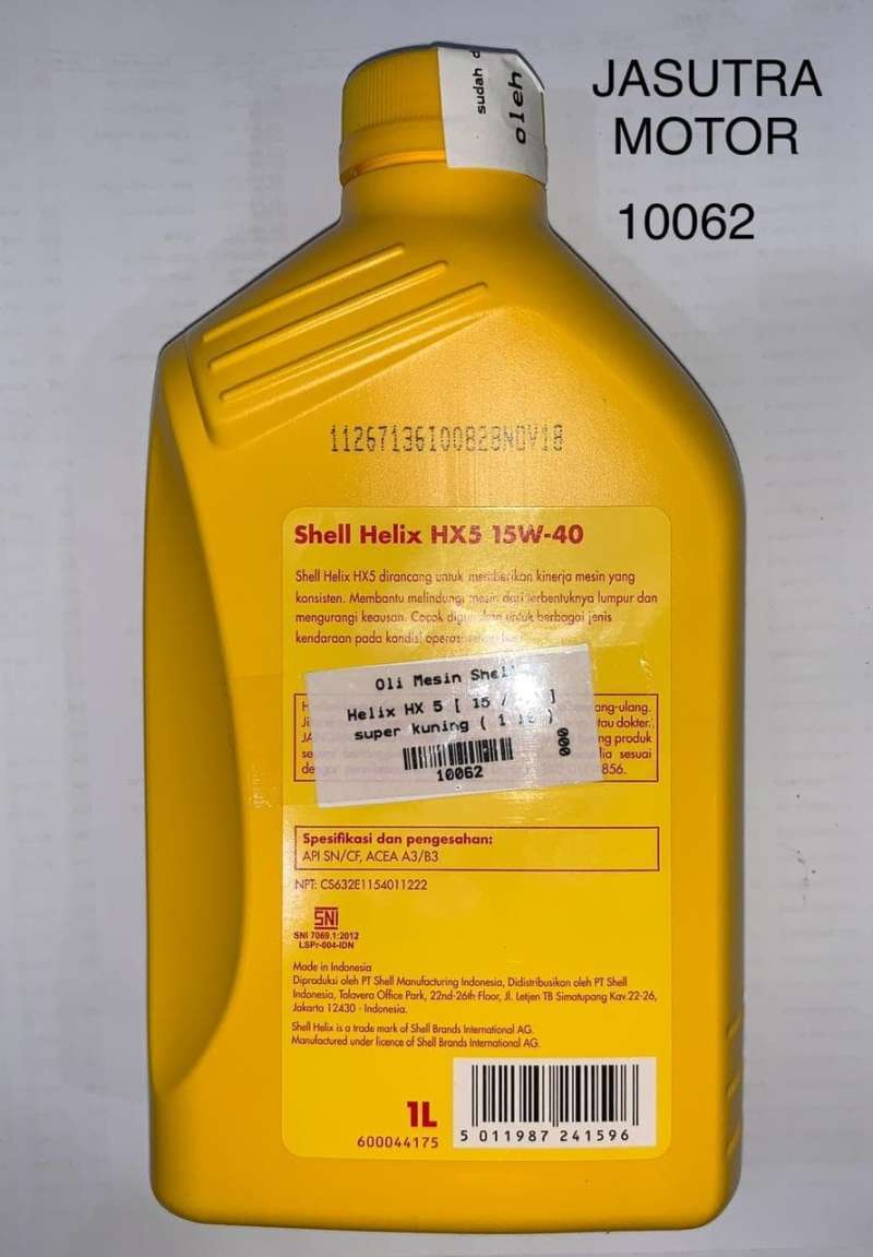 Jual Oli Shell Helix HX5 Sae 15w-40 Liter 1 Liter 10062 di Seller ...