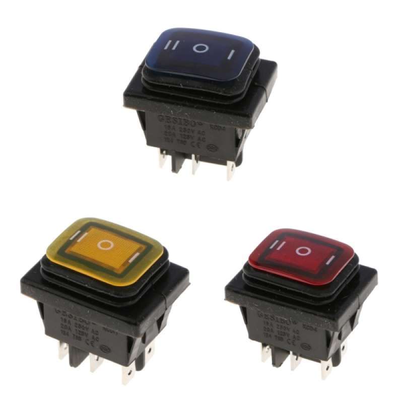Jual Square Rocker Toggle Switch 6 Pin On/Off/On 3 Position Blue+Yellow ...